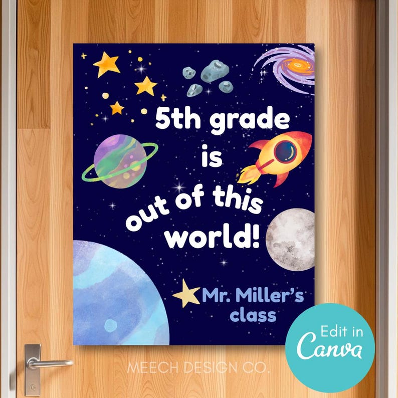 Editable Space Themed Classroom Decor, Classroom Door Poster, Classroom ...