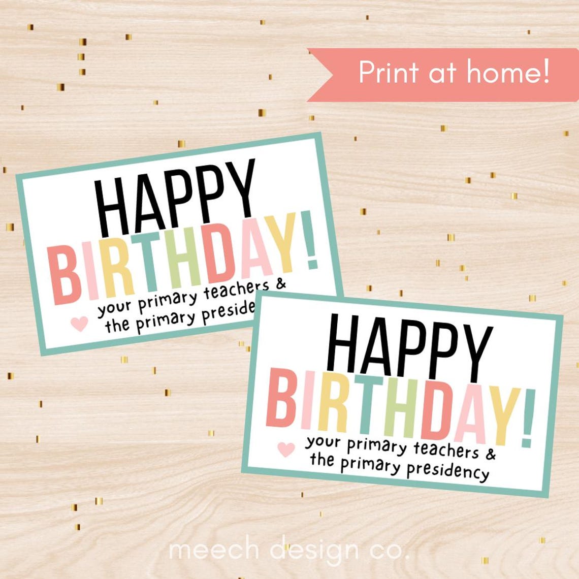 LDS Primary Birthday Printable Gift Tag From Teachers and Primary ...