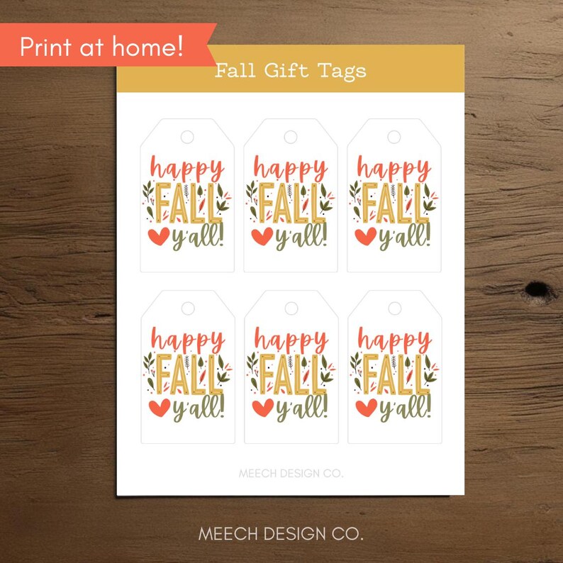 Happy Fall Y'all Gift Tags: Printable Autumn Tags (PDF Download) - Etsy