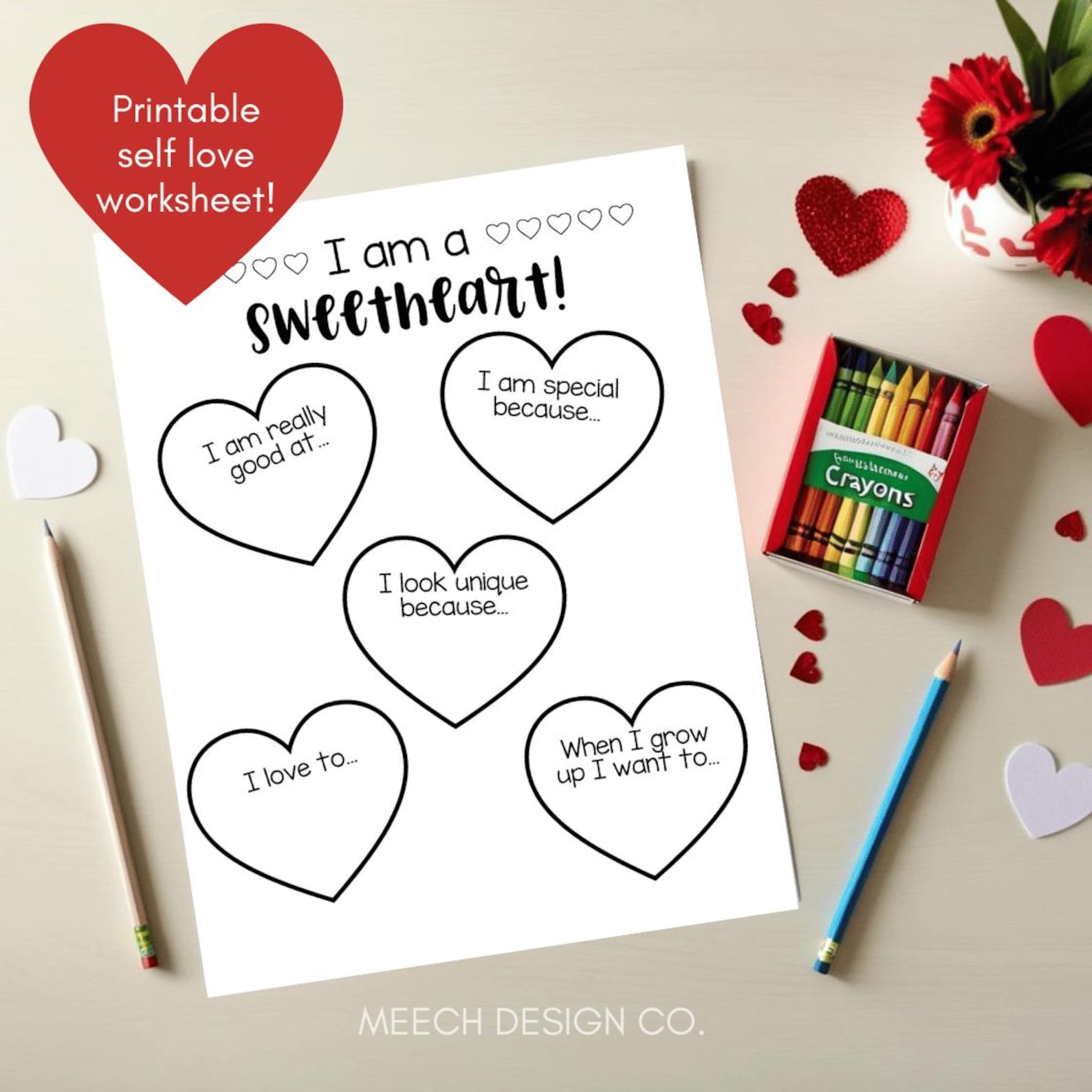 Printable "i Am a Sweetheart" Self Love Worksheet, Valentines Activity ...