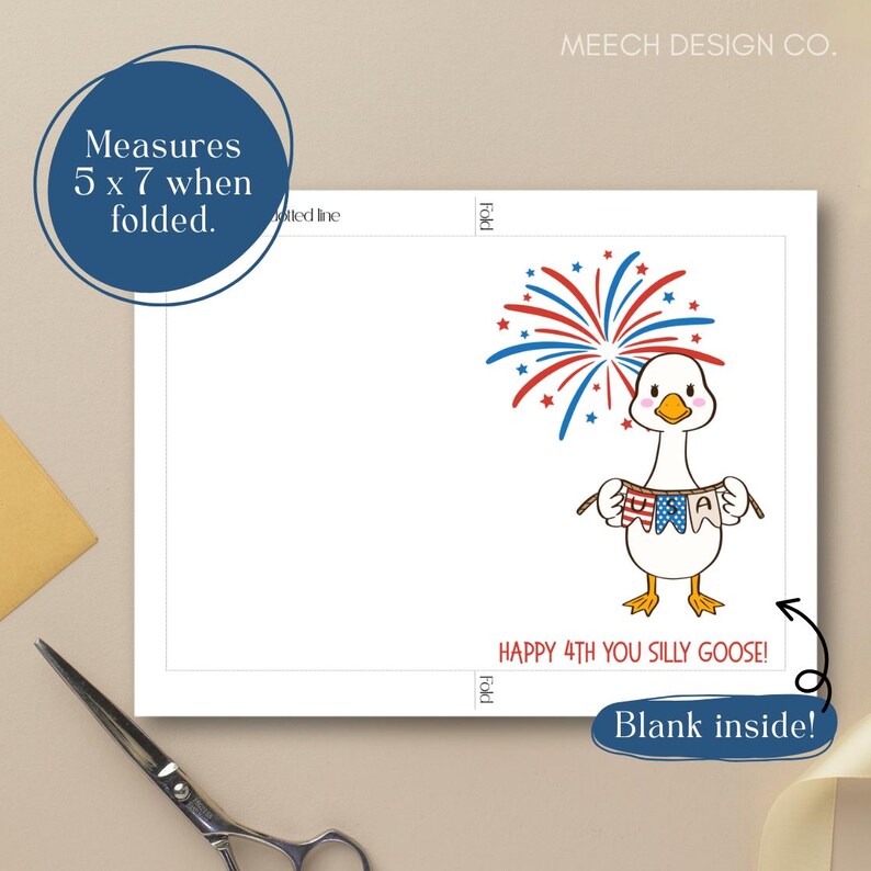 Printable 4th of July Goose Card: Patriotic USA Design (PDF ...