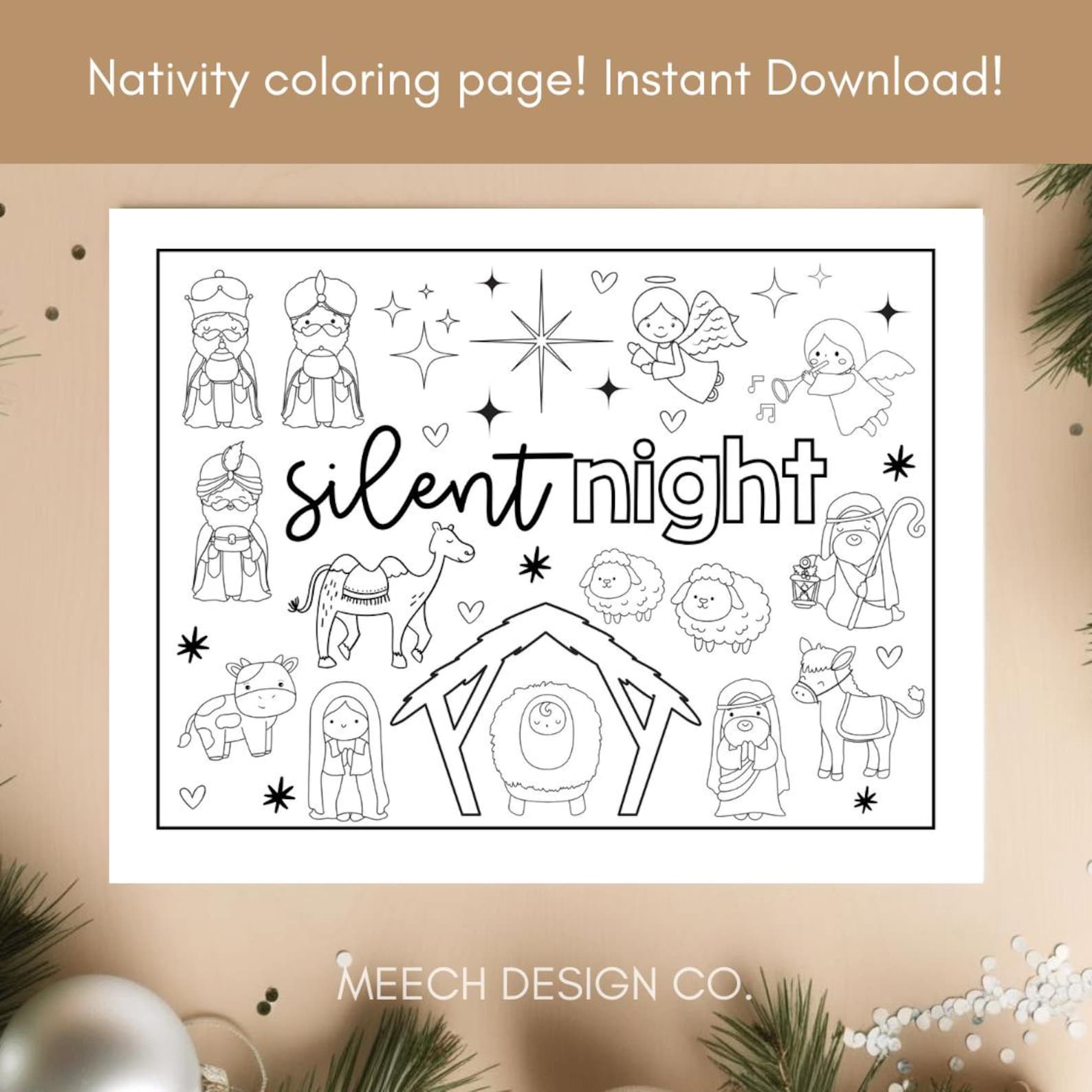 Nativity Coloring Page, Nativity Printable, Nativity for Kids, Nativity ...