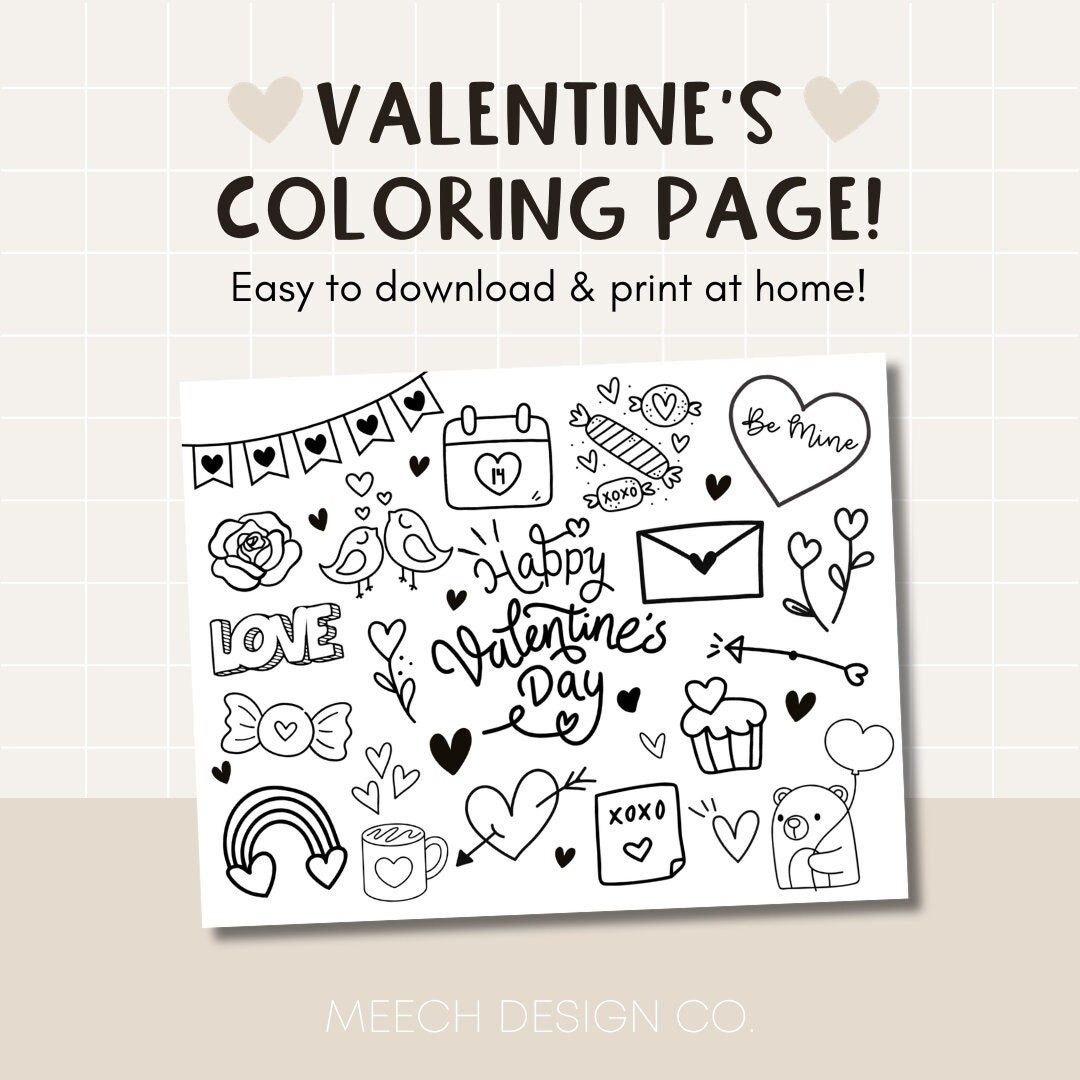 Valentine's Day Coloring Page, Happy Valentine's Day Coloring Sheet ...