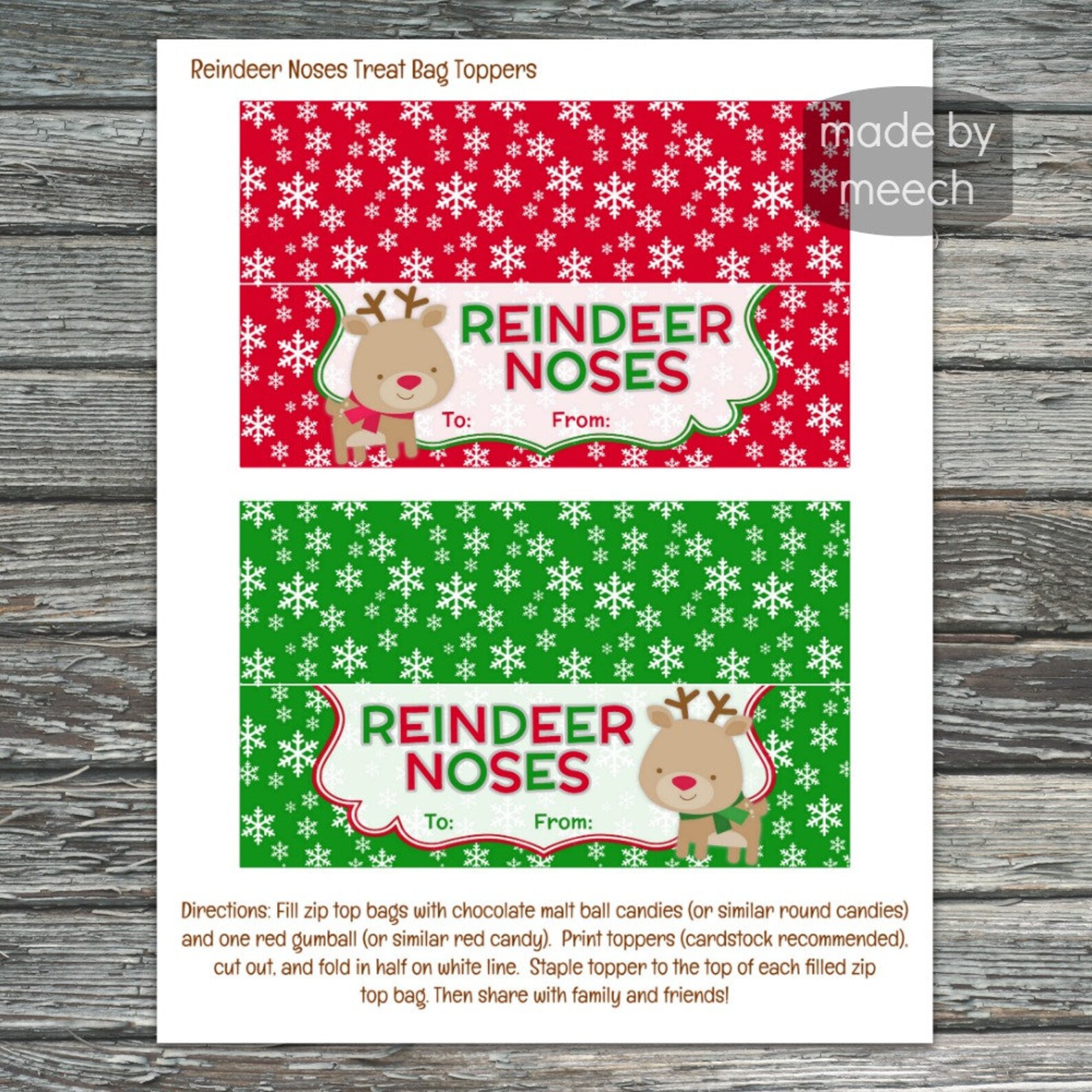 Reindeer Noses Christmas Treat Bag Toppers - Etsy