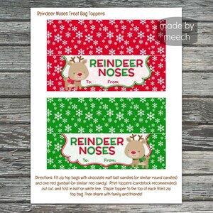 Reindeer Noses Christmas Treat Bag Toppers - Etsy