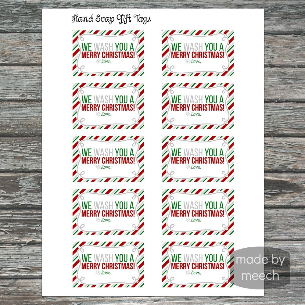 We Wash You A Merry Christmas Soap Gift Tag, Neighbor Gift Tag ...