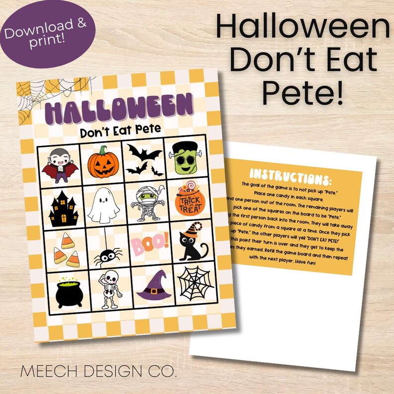 Halloween Don't Eat Pete Printable Game, Classroom Halloween Party ...