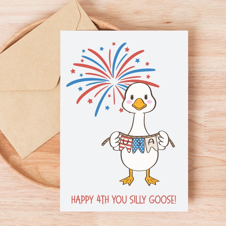 Printable 4th of July Goose Card: Patriotic USA Design (PDF ...