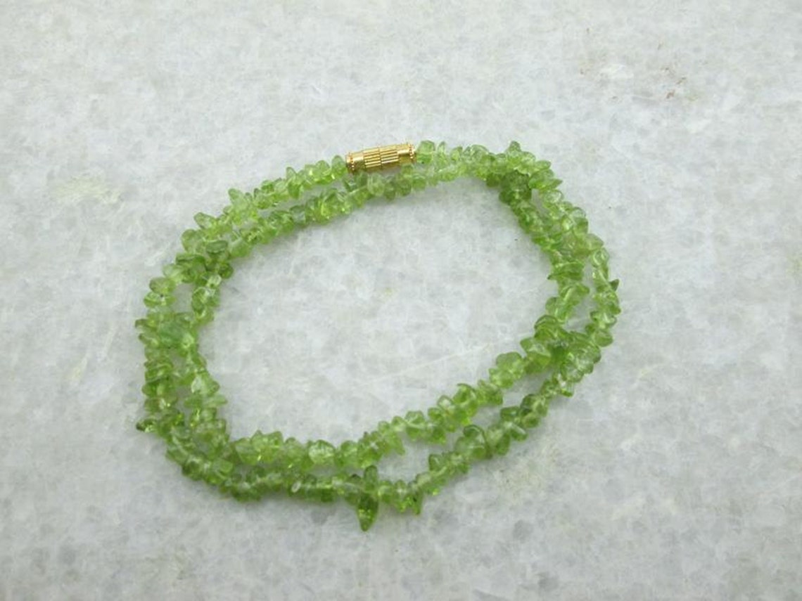 Uncut Peridot Beads Necklace, Semi Precious Gemstone Necklace, Peridot ...