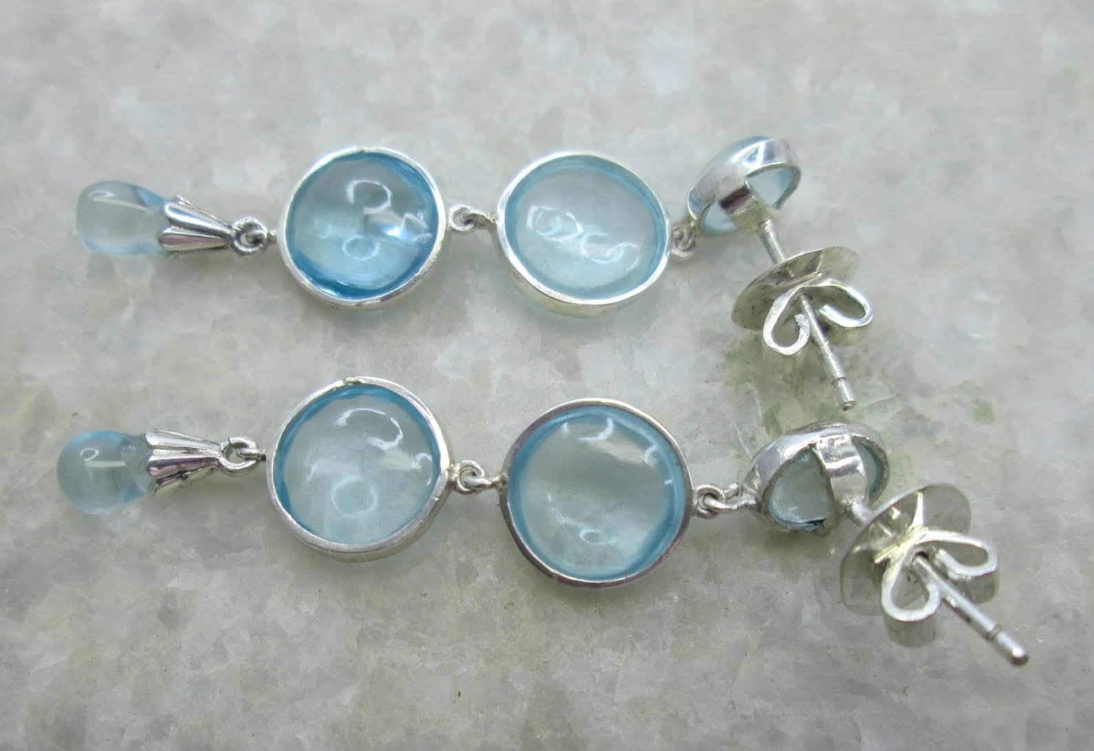 Natural Translucent Blue Topaz Gemstone Dangling Earrings 925 - Etsy