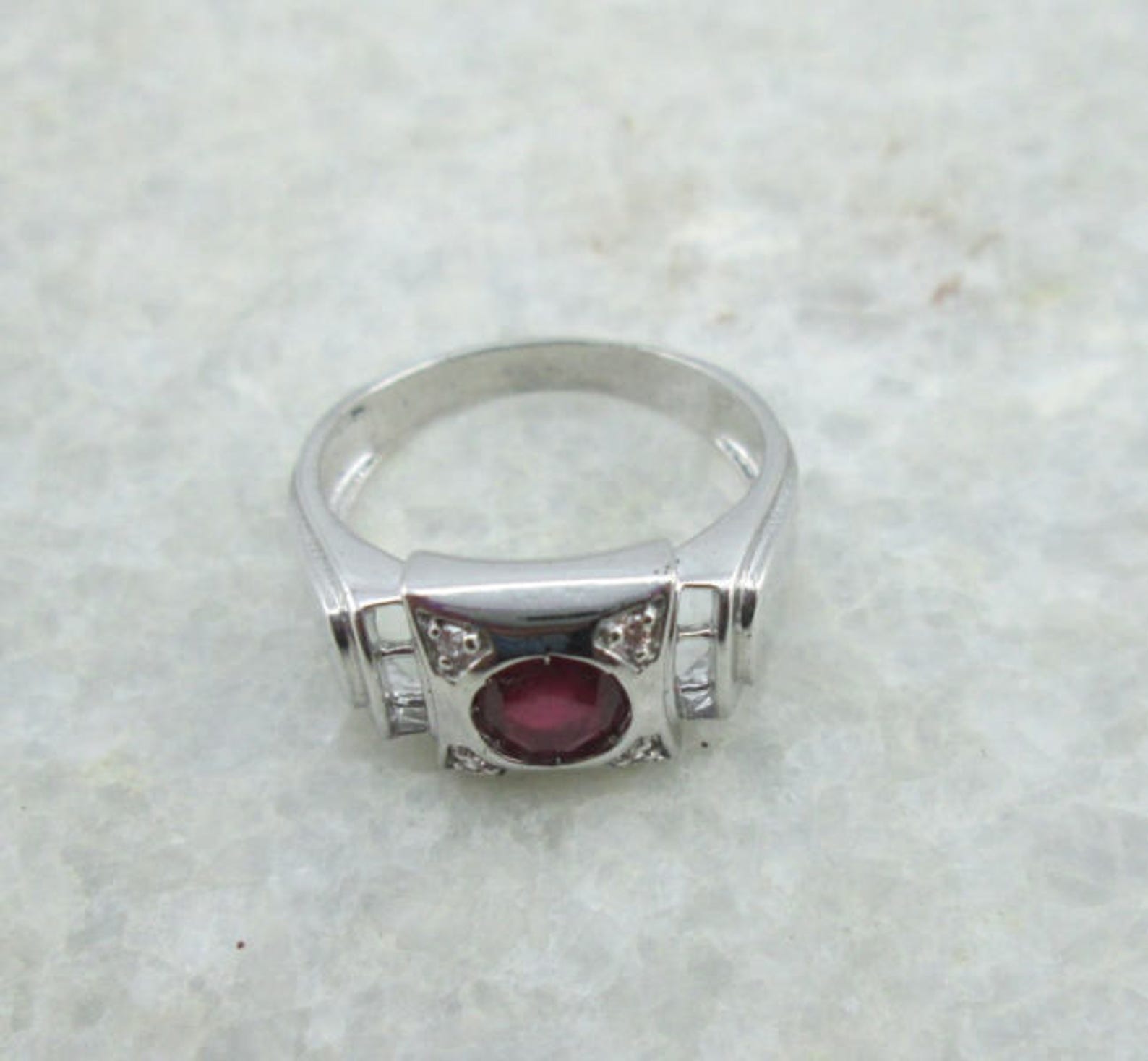 Mens Ruby Diamond Ring in 925 Sterling Silver - Etsy