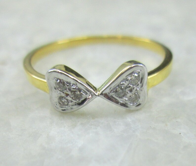 Diamond Ring Double Heart Diamond Propose Ring 14K Solid - Etsy
