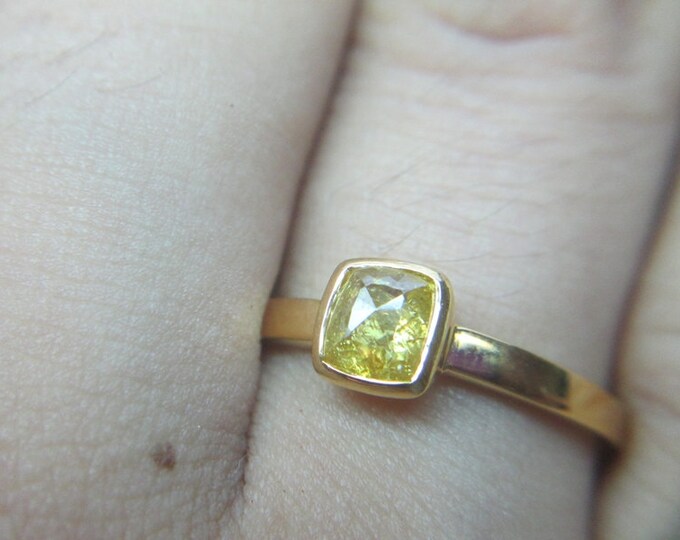 Intense Yellow Rose Cut Diamond Ring in 14K Yellow Gold - Etsy