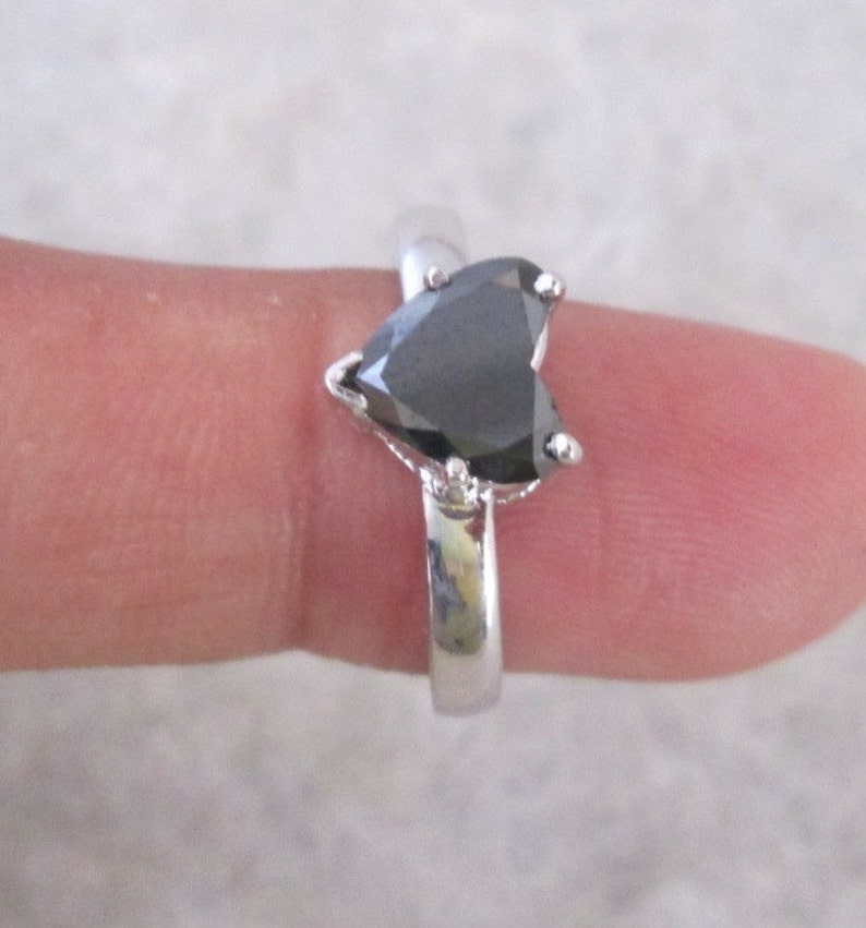 Natural Heart Black Diamond Engagement Ring 14K Solid Gold - Etsy