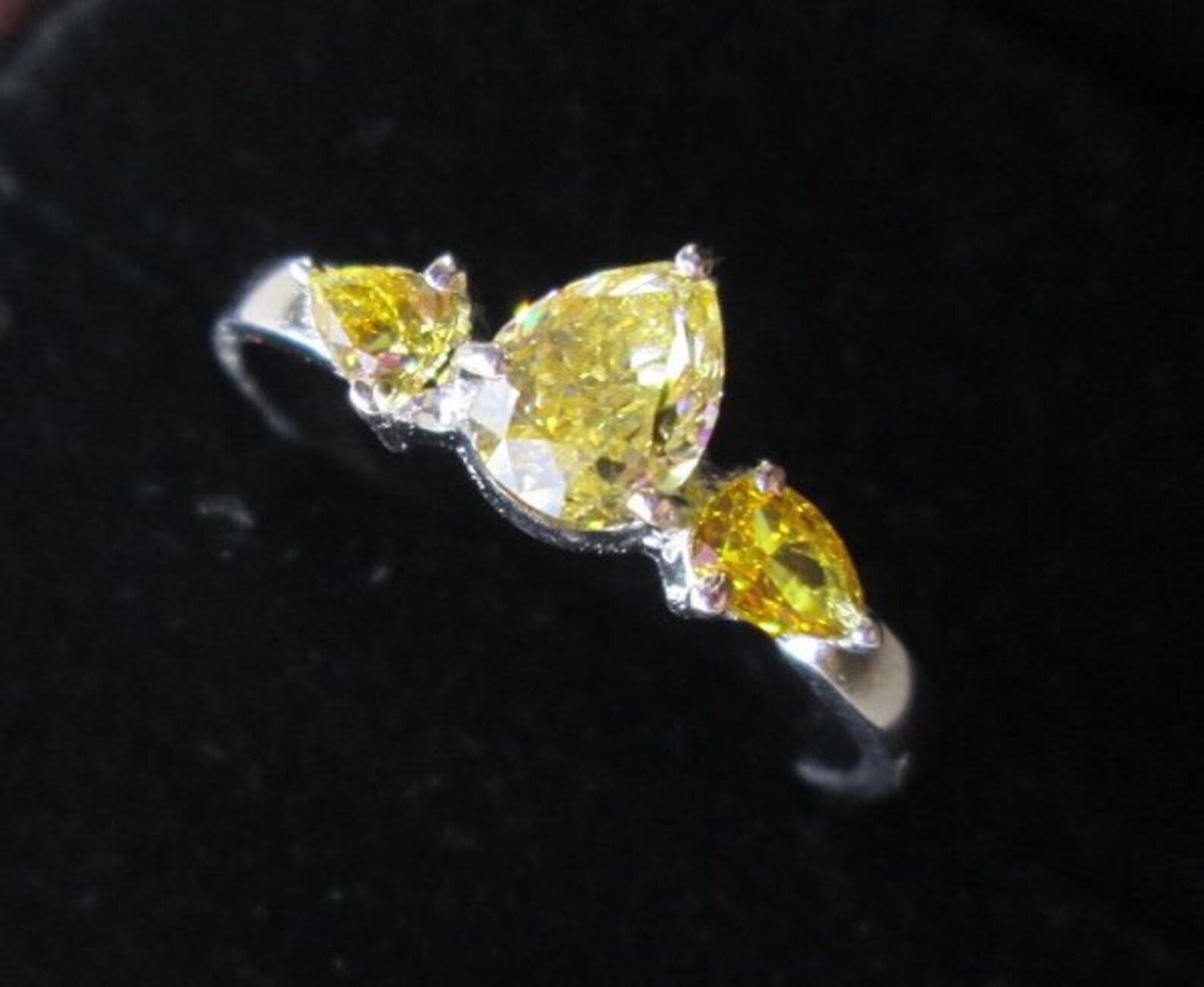 Natural Yellow Diamond Ring, Pear Shape Yellow Diamond Engagement Ring ...