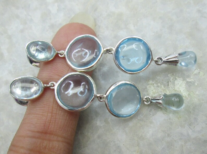 Natural Translucent Blue Topaz Gemstone Dangling Earrings 925 - Etsy