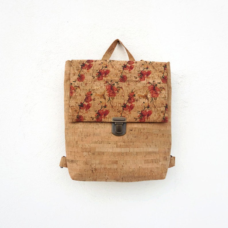 Rose Backpack-City Rucksack-Cork Backpack-Vegan Travel | Etsy