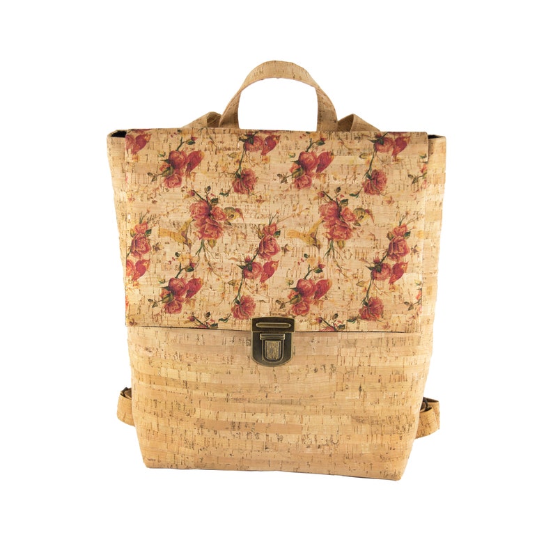 Rose Backpack-city Rucksack-cork Backpack-vegan Travel Bag-boho ...