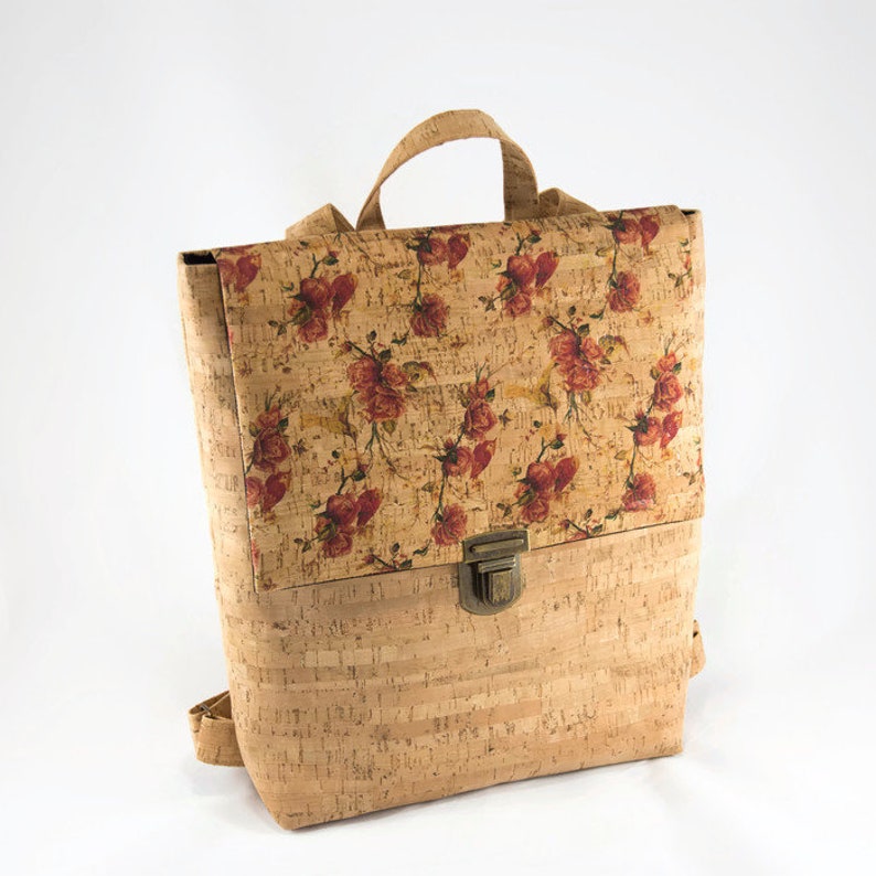 Rose Backpack-City Rucksack-Cork Backpack-Vegan Travel | Etsy