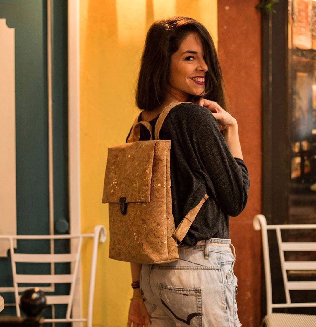 City Backpack-city Rucksack-cork Backpack-vegan Travel Bag-boho ...