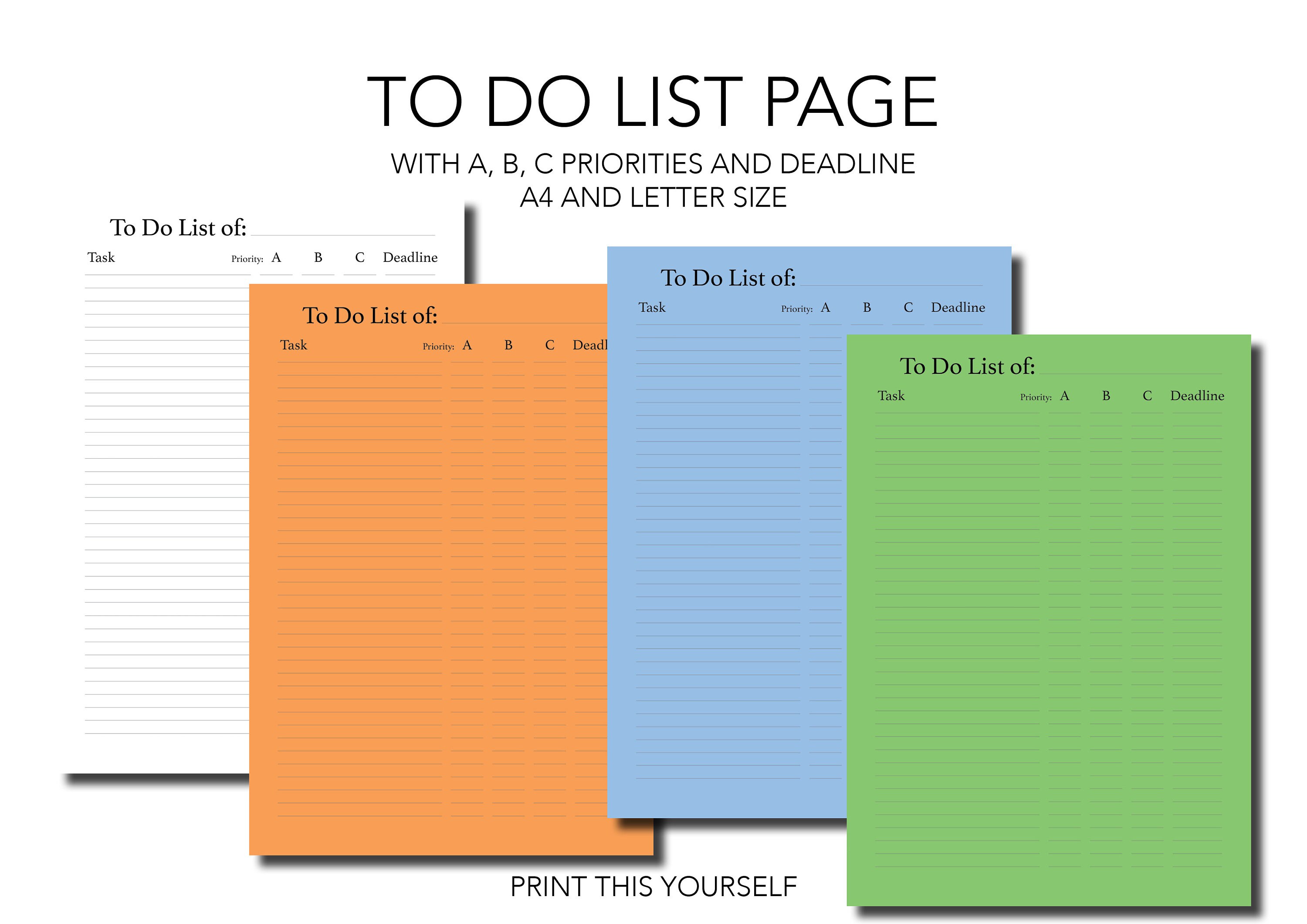 Páginas de lista de tareas imprimibles. Planificador de productividad ...