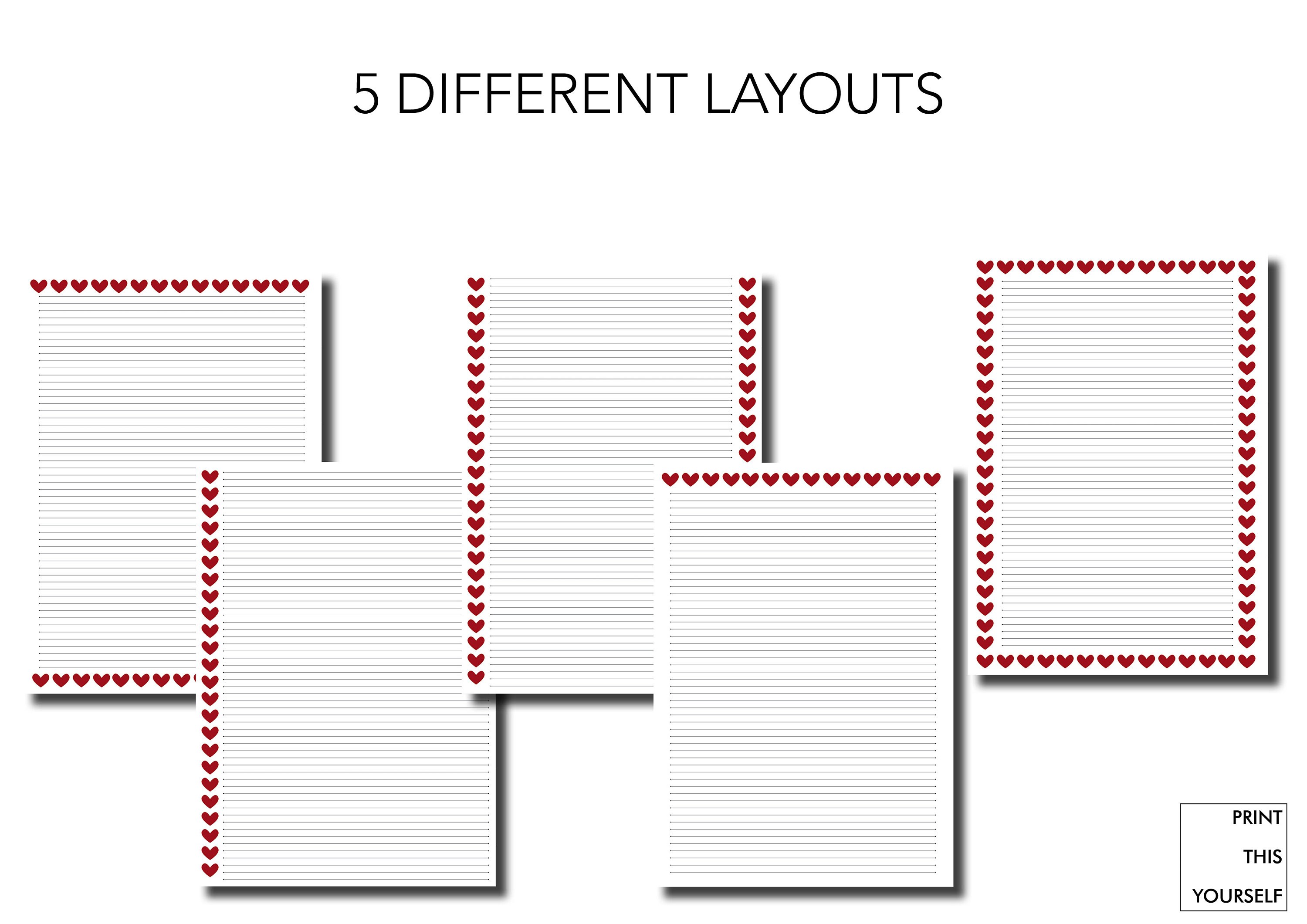 Printable Valentines Day Note Paper. Printable Valentines - Etsy