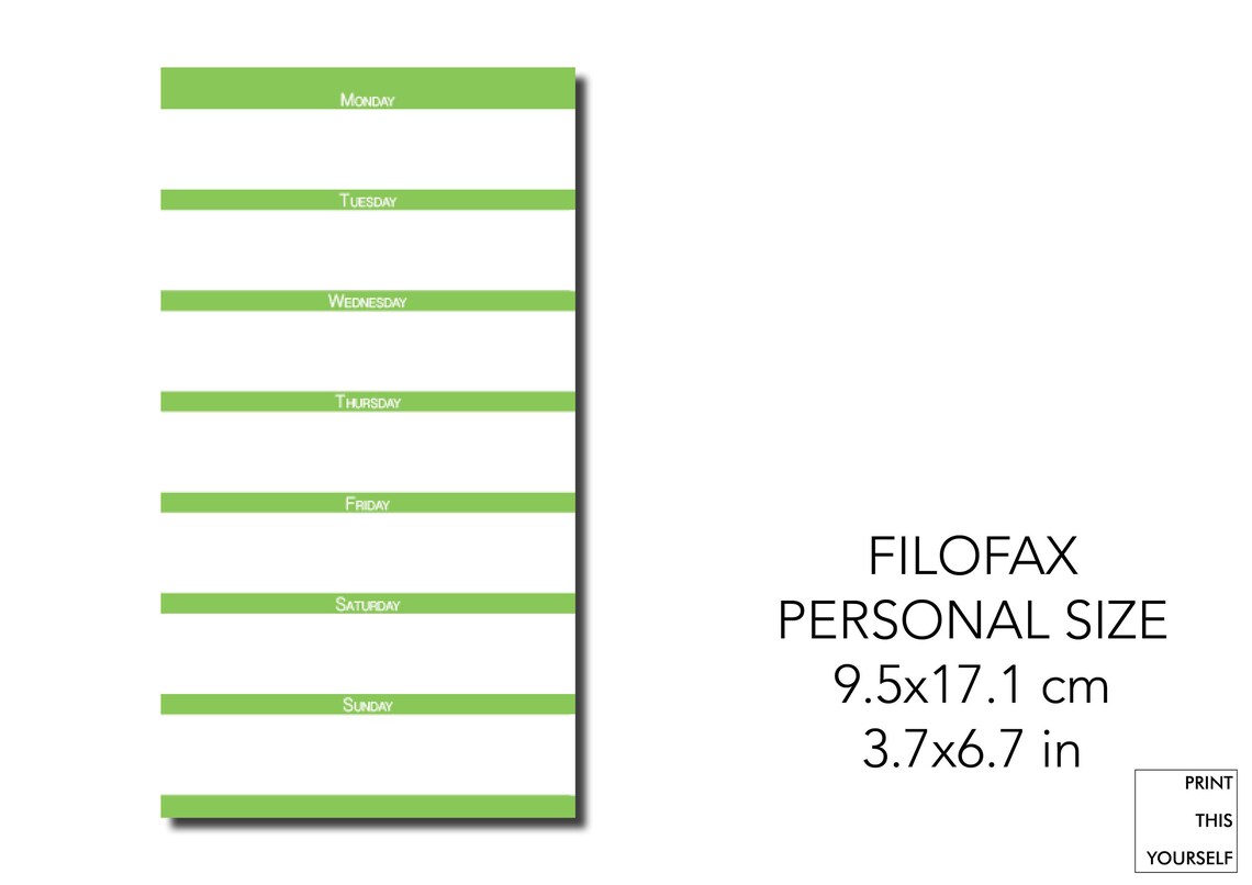 Printable Filofax Insert Week on a Page. Printable Filofax - Etsy