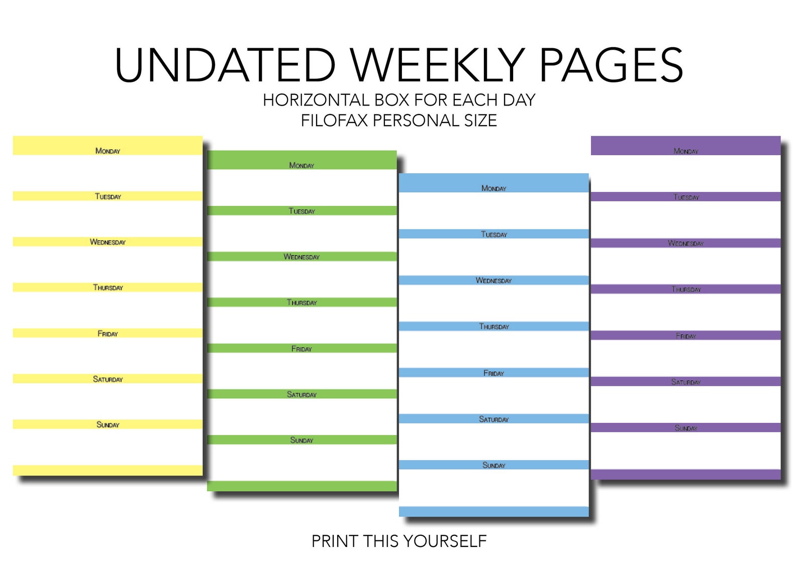 Printable Filofax Insert Week on a Page. Printable Filofax - Etsy