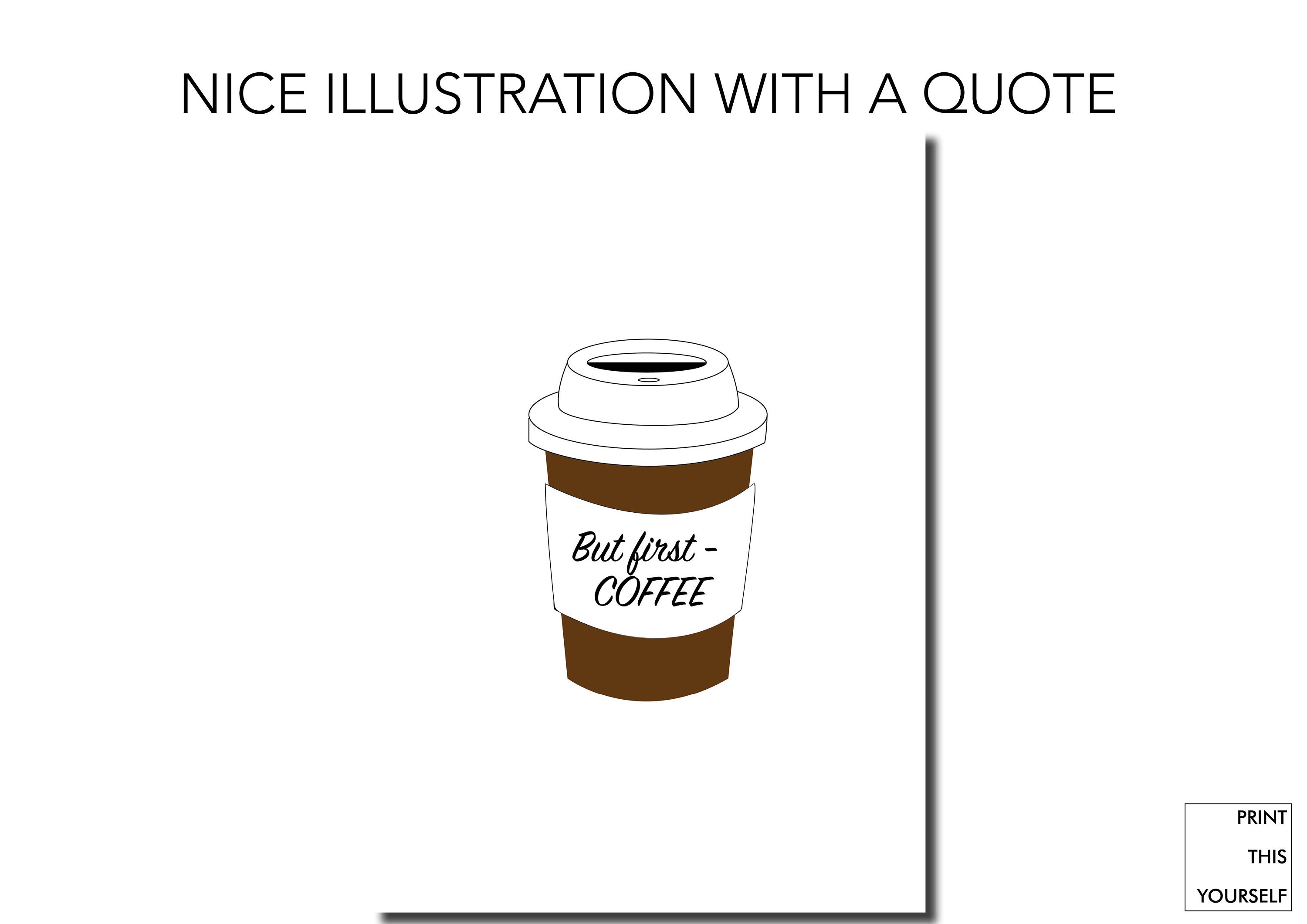 Printable Coffee Poster. Illustrated Home Decor Gift for Her. Printable ...