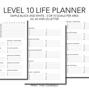 Printable Level 10 Life Planner. Goal Printable. New Years - Etsy
