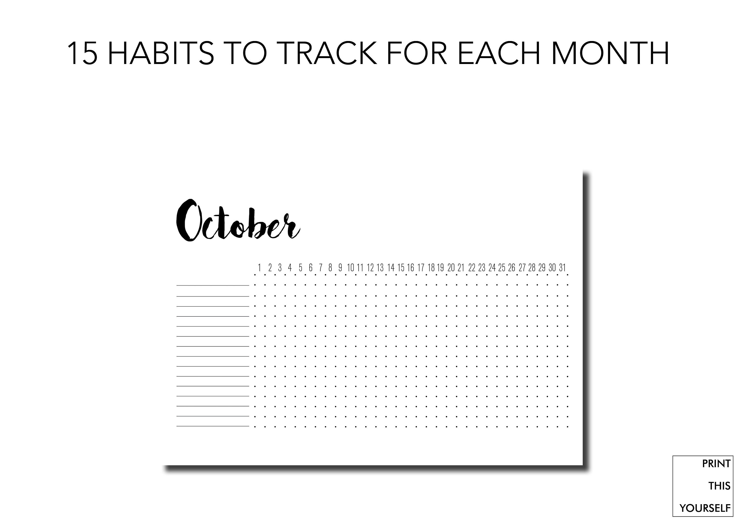 Printable Monthly Habit Tracker Pages. Habit Printable. - Etsy