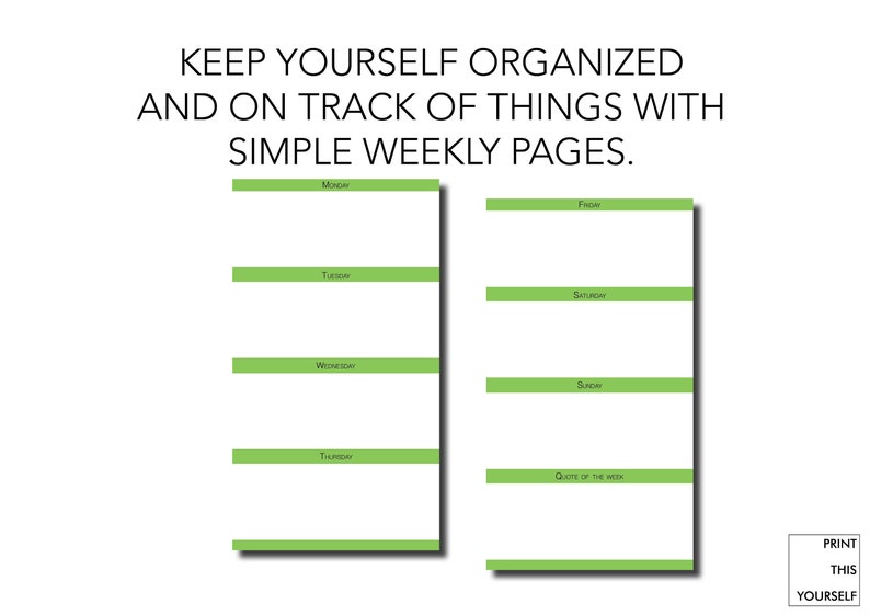 Printable Filofax Planner Week on Two Pages. Weekly Planner Printable ...