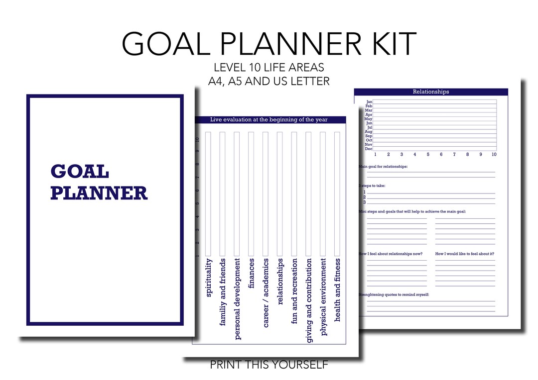Goal Planner Kit. Level 10 Life Planner for a Year. Productivity ...
