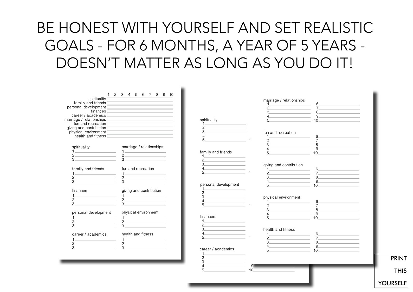 Printable Level 10 Life Planner. Goal Printable. New Years - Etsy