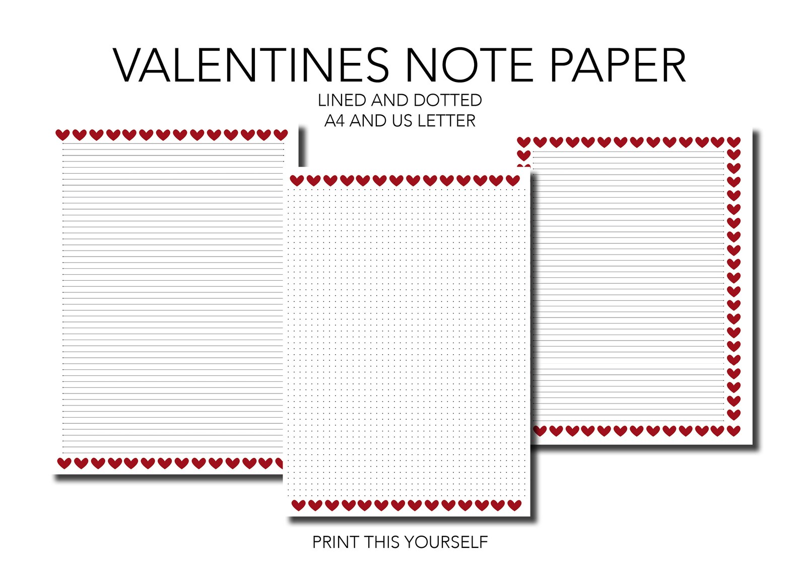 Printable Valentines Day Note Paper. Printable Valentines - Etsy