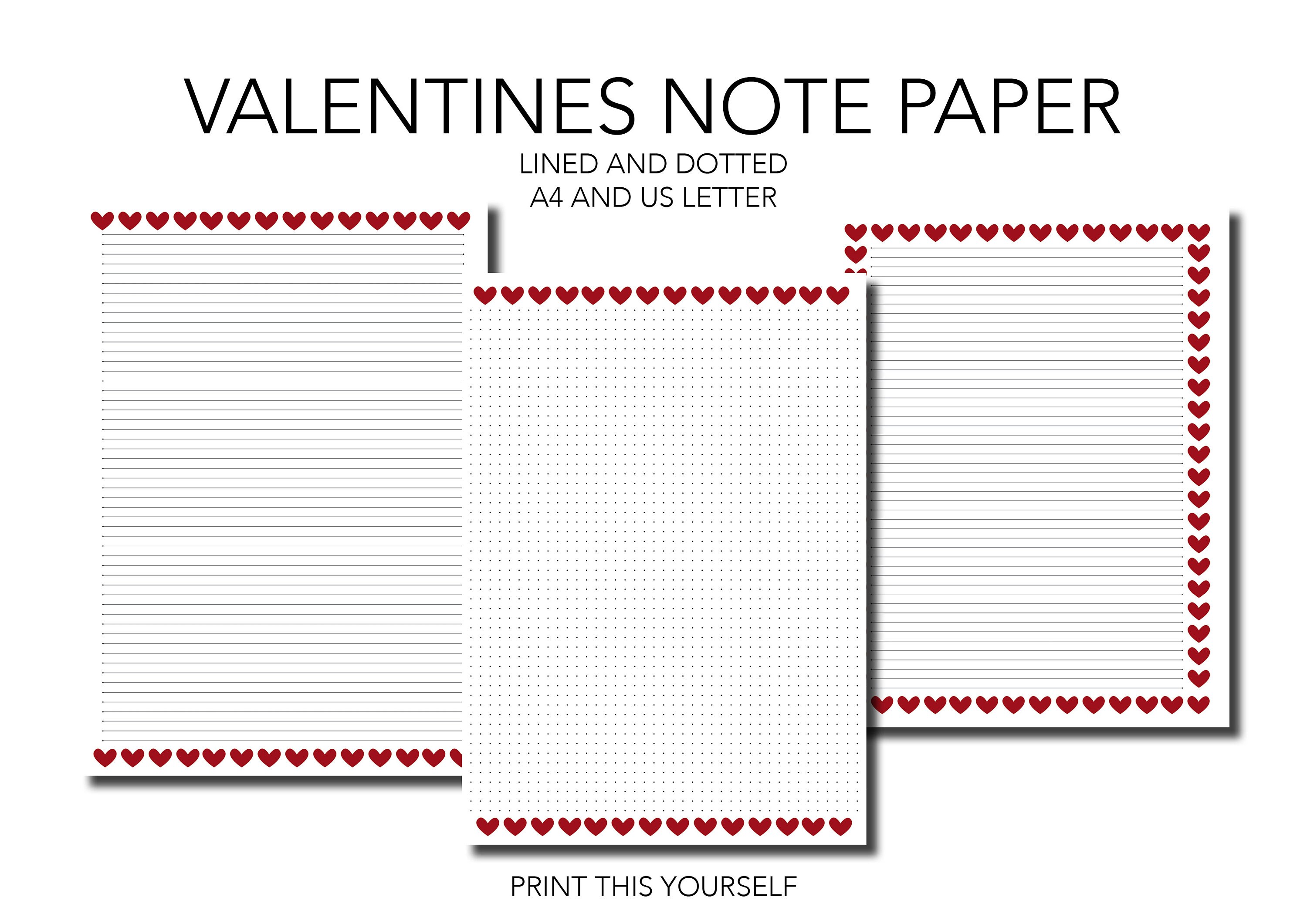 Printable Valentines Day Note Paper. Printable Valentines - Etsy