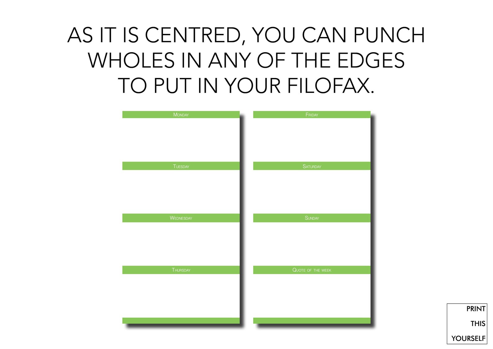 Printable Filofax Planner Week on Two Pages. Weekly Planner Printable ...