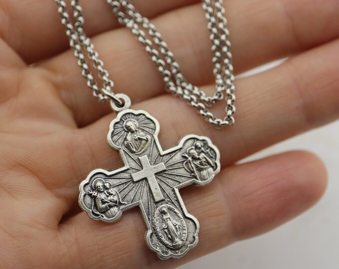 Cross Necklace Four Way Cross Medallion I Am Catholic Please Call a ...