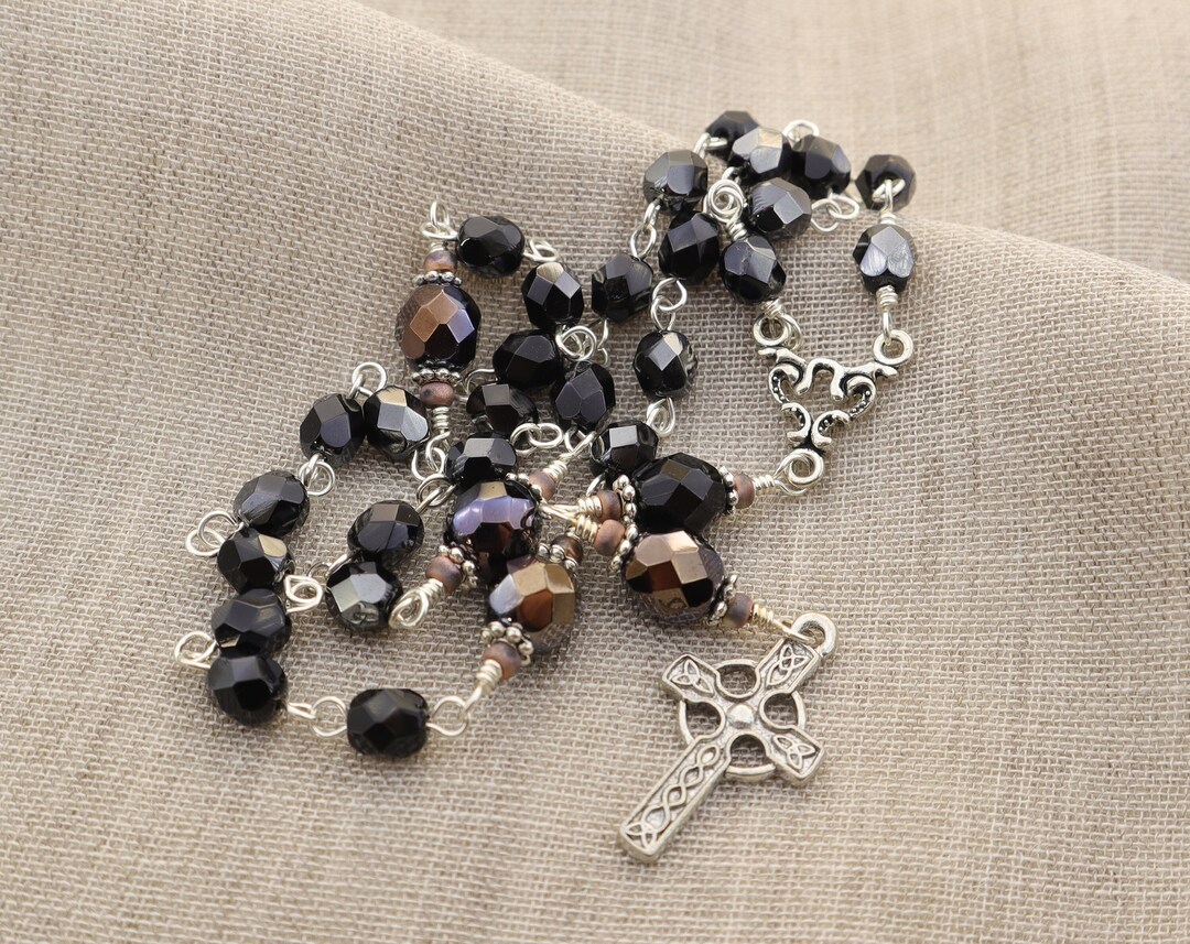 Anglican Rosary Beads Black Czech Glass Anglican Rosary Beads With ...