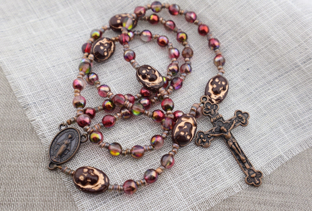 Catholic Rosary Beads Día De Los Muertos Day of Dead Memento Mori Five ...