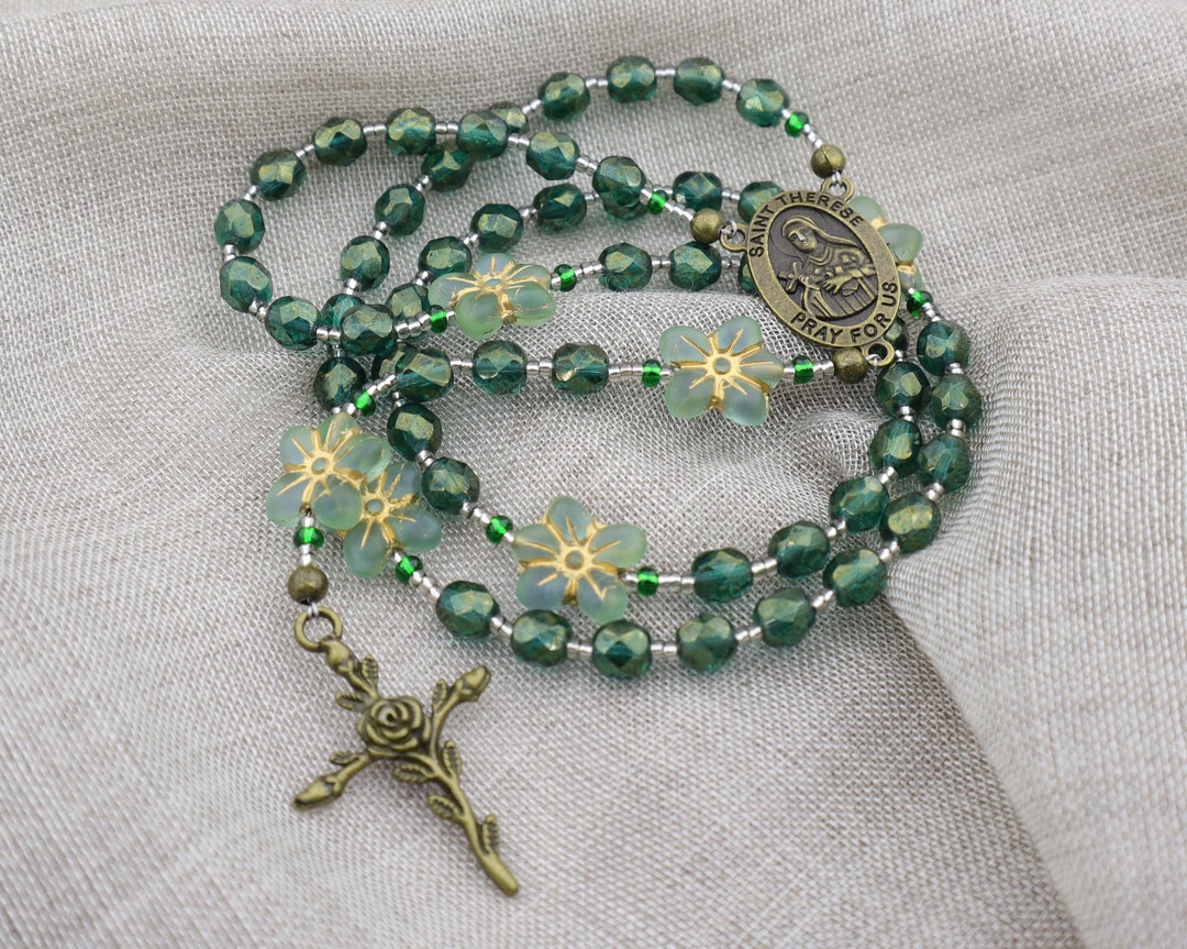 Catholic Rosary Beads - Vintage Rustic Style Antique Bronze Saint ...