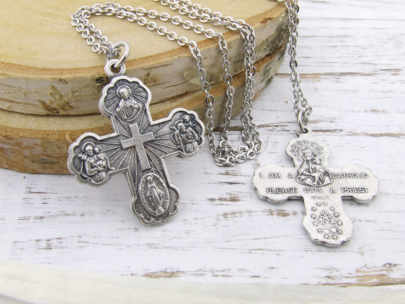 Cross Necklace Four Way Cross Medallion I Am Catholic Please | Etsy