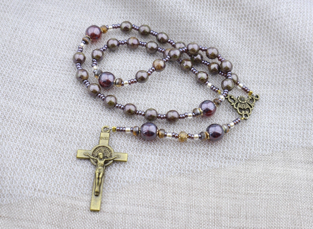 Anglican Prayer Beads - Saint Benedict Crucifix - Brown With Antique ...