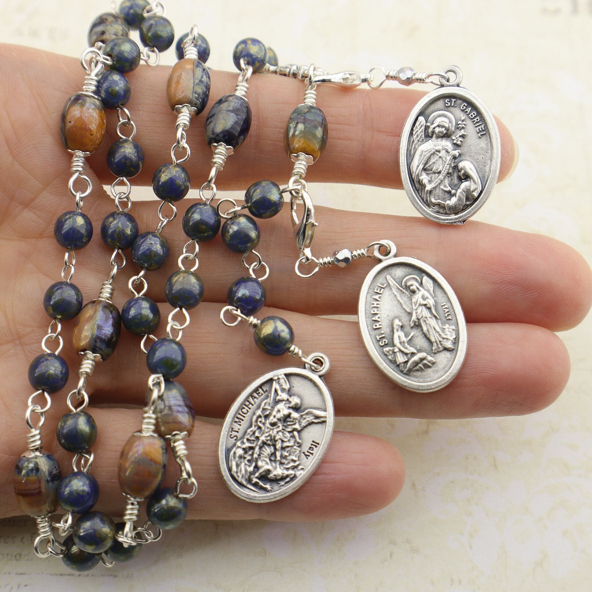 Angelic Crown Rosary Saint Michael Archangel Chaplet Nine - Etsy