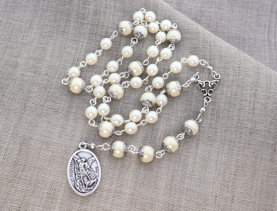 Angelic Crown Rosary - Saint Michael Archangel Chaplet - Nine Choirs of Angels Chaplet - Ivory ...