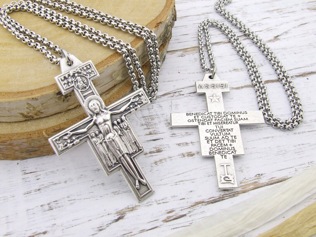 San Damiano Crucifix Necklace: Saint Francis of Assisi Cross Pendant - Etsy
