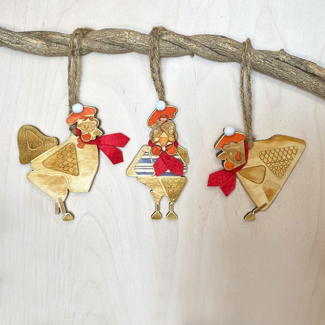 Three French Hens, Christmas Tree Decorations - Etsy UK