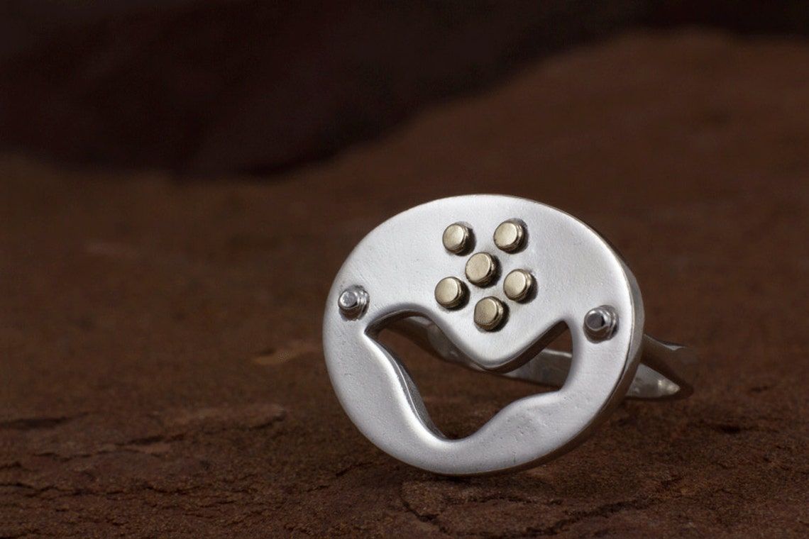 Gold Dove Ring - Sterling Silver With 5 14K Gold Studs - Etsy