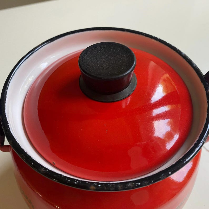 Finland Finel Kehrä Enamel Teapot Tea Kettle Arabia Red Enamelware Kaj ...
