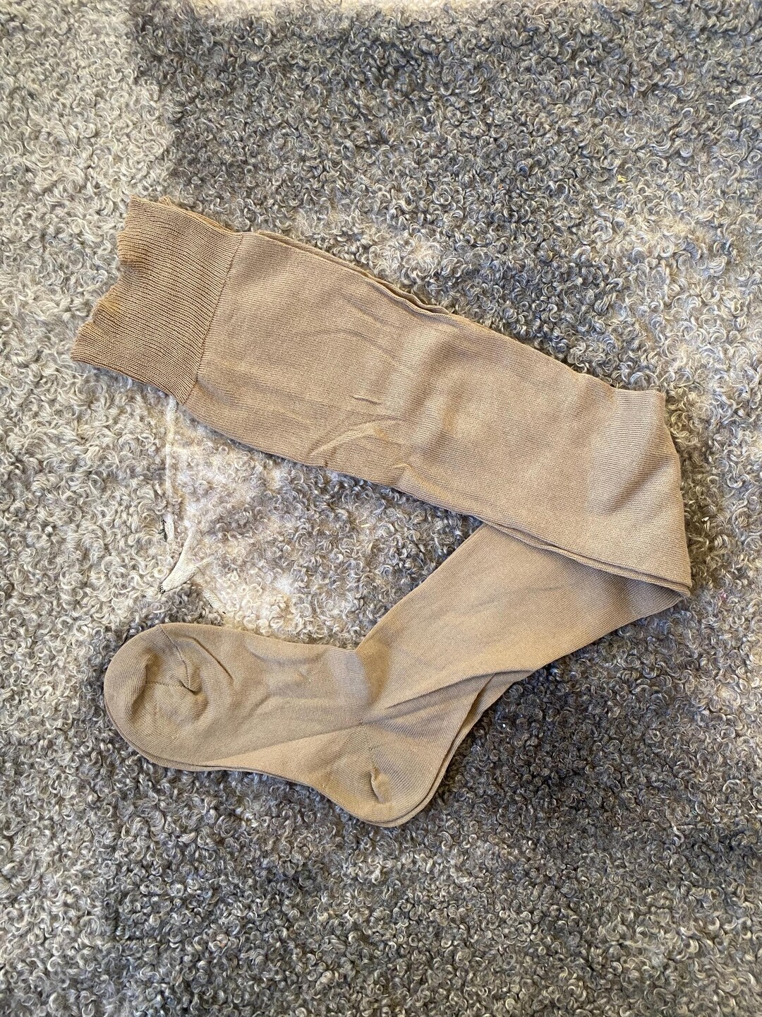 Vintage Cotton Stockings Thigh Highs Women Garter Socks Brown Cotton ...